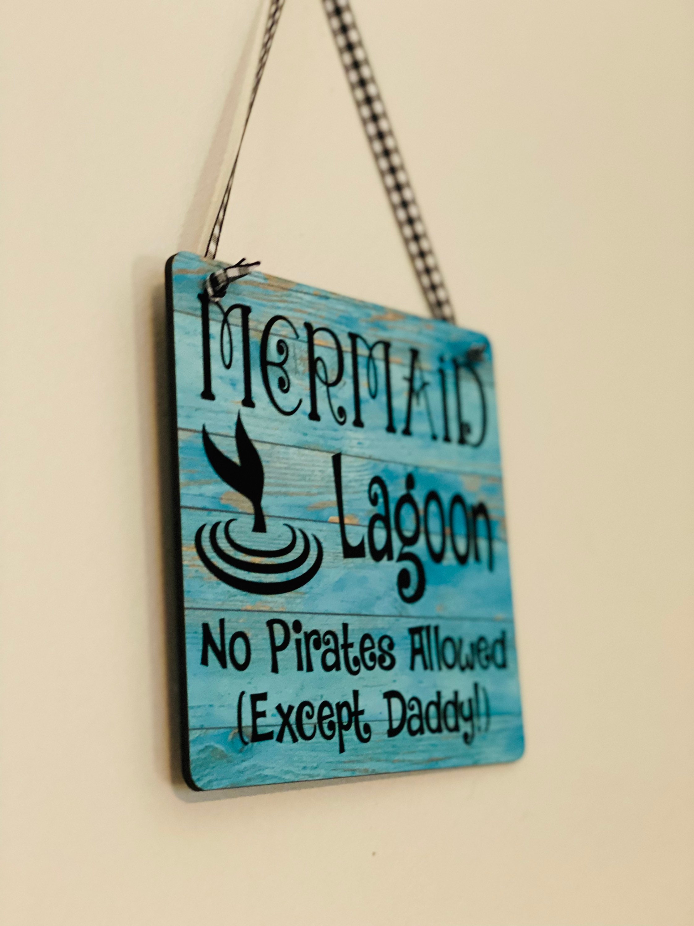 Adorable | Turquoise | Mermaid Lagoon | Wooden | Door Sign Hanger for ...