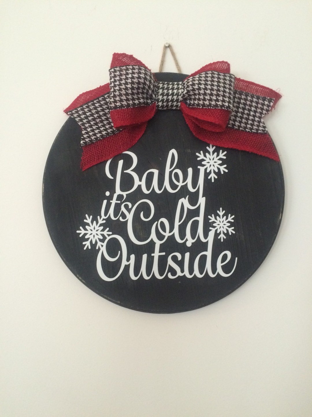 18" Round - Wooden - Baby Its Cold Outside -christmas / Winter Door ...