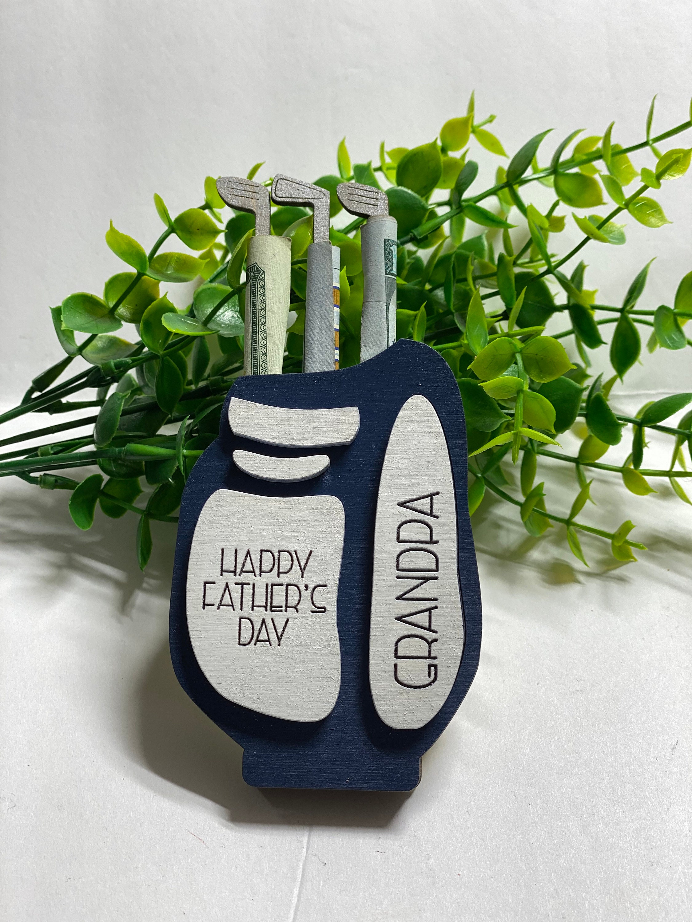 Father’s Fathers Day - Golf Bag - Golfer - Money Holder - Wooden - Gift ...