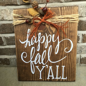 Happy Fall Ya'll - Rustic Wooden - Fall - Sign - Etsy