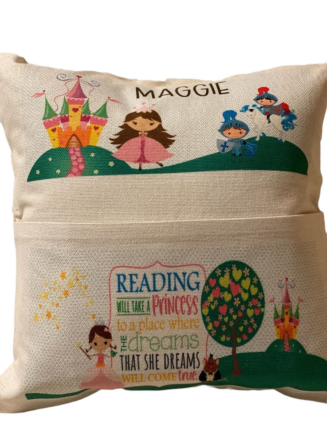 Personalized- Girls Gift - Pocket Book Pillow Cover Princess - Present ...