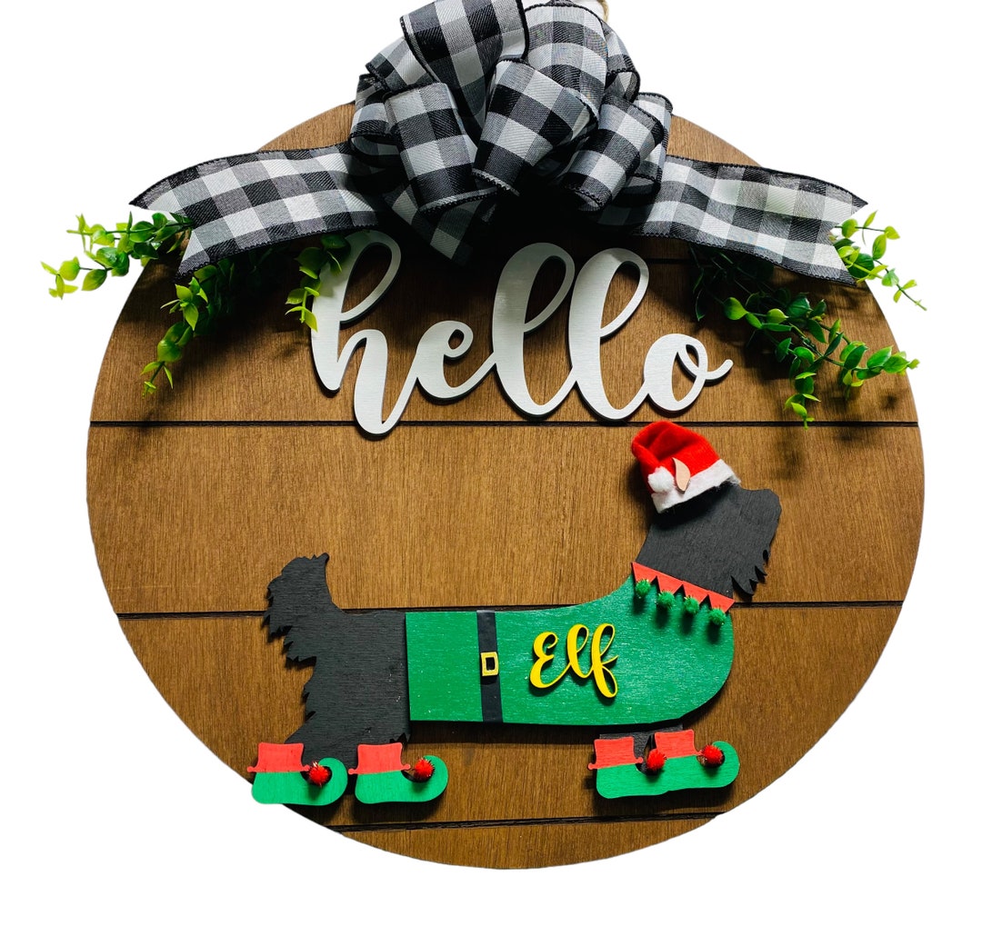 Add on Outfit for Yorkie Frenchie Pug - Elf - Dog - Large Round Wooden ...