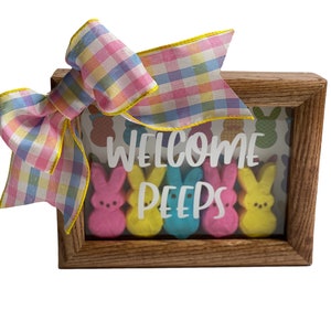 Welcome Peeps - Easter - 5 X 7 Wooden Shadow Box - With Peeps Filler - Etsy