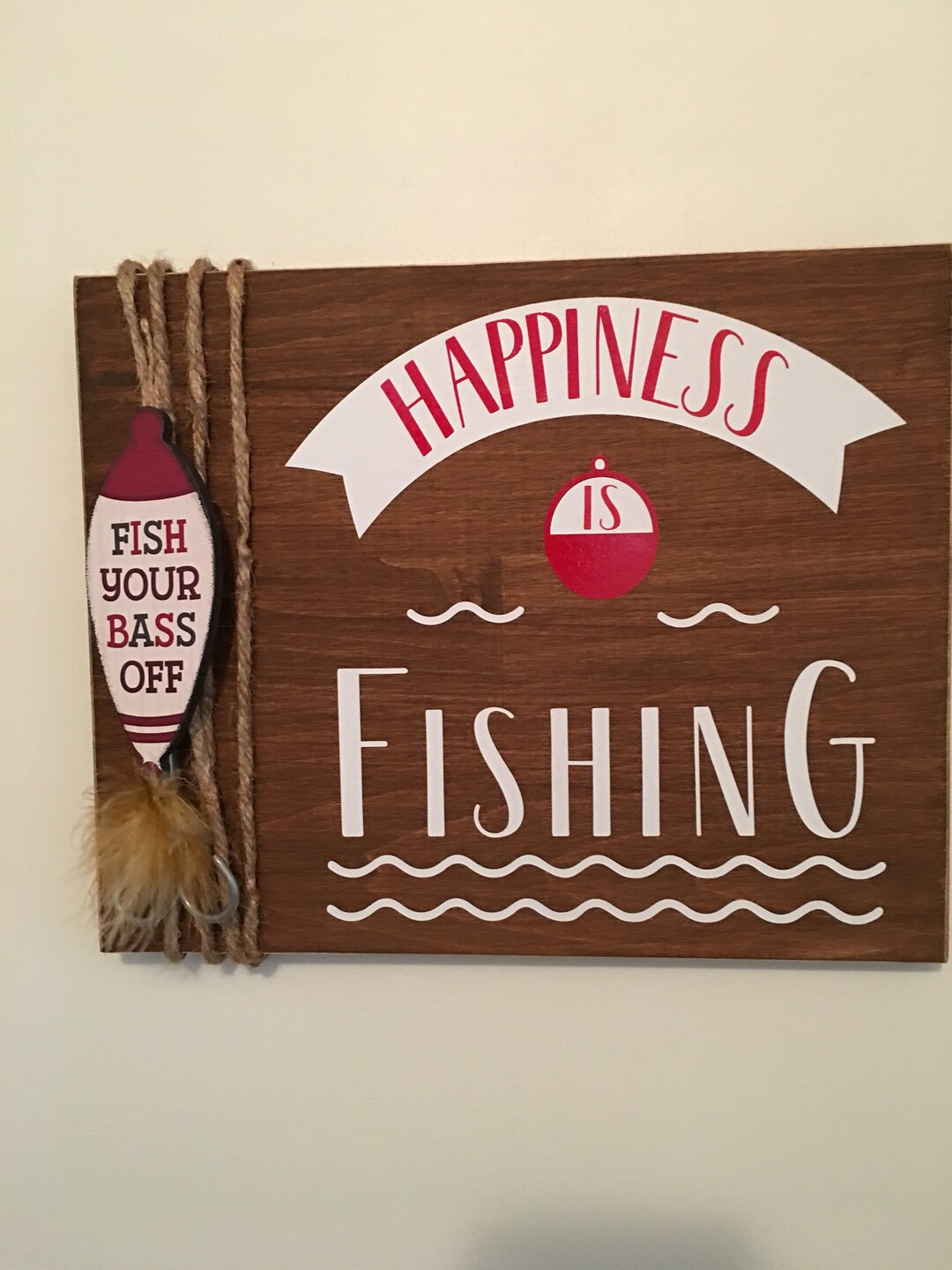 Happiness is Fishing | Rustic Wooden Sign | Father's Day| Father of the ...