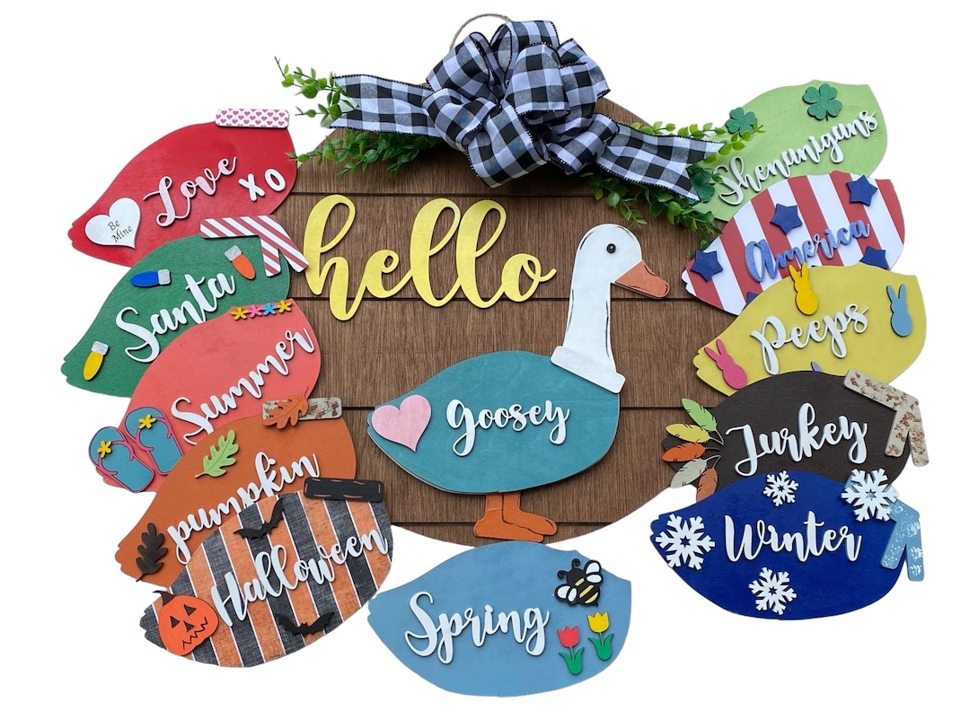 Hello Goose - Goosey - Interchangeable Holidays Seasons - Large Round ...