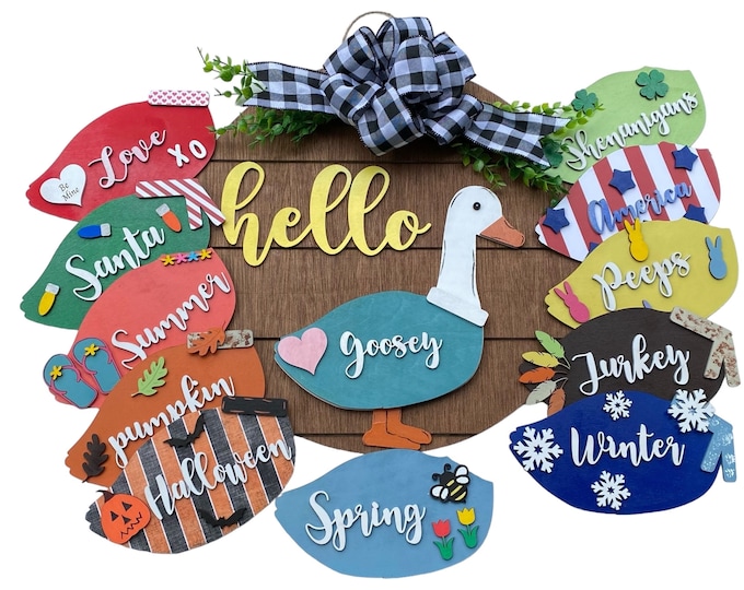 Hello Goose Goosey Interchangeable Holidays Seasons Large Round Wooden ...