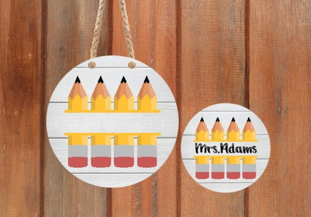 Teacher’s Room - Personalized - Pencils - Polka Dot - Door Sign ...