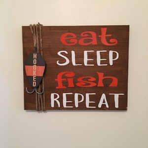 Eat Sleep Fish | Rustic Wooden Sign | Father's Day| Father of the Bride ...