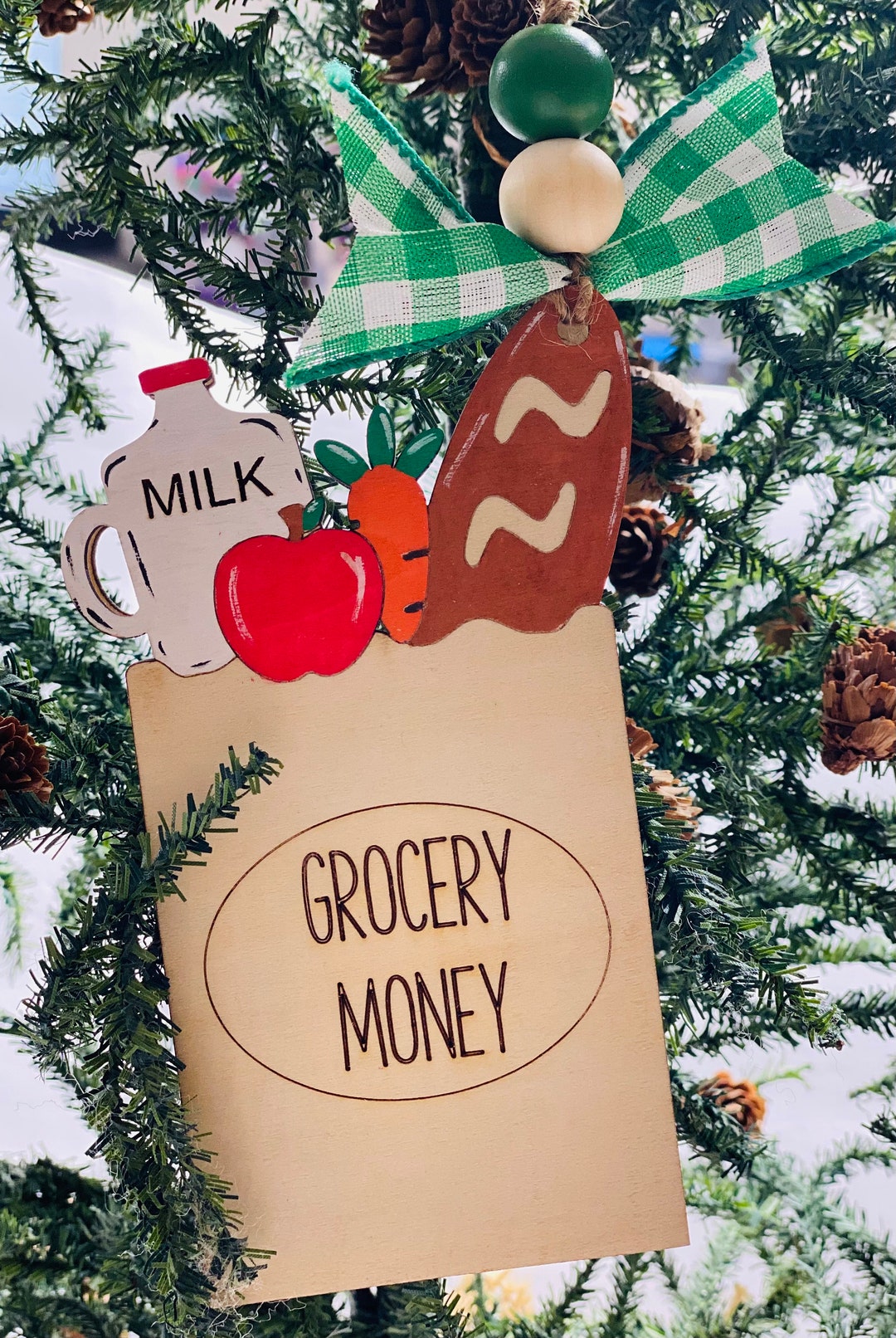 Grocery Money - Christmas Money or Gift Card Holder - Wooden Ornament ...