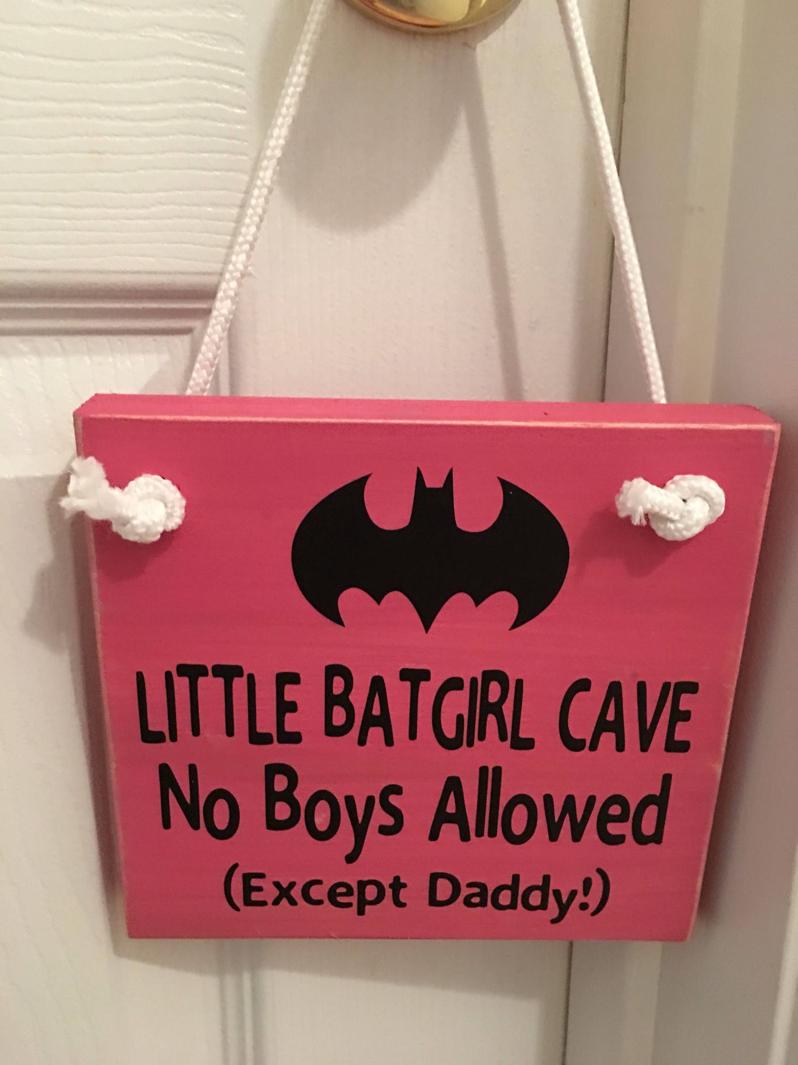 Adorable Rustic Pink "little Bat Girl Cave" Wooden Door Sign for Little ...