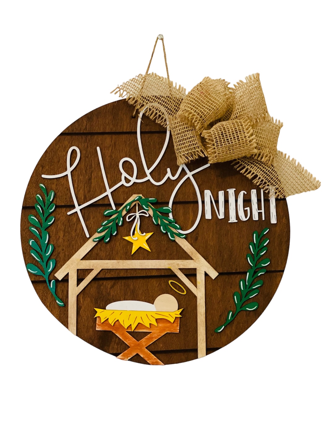 Holy Night - Manger - Jesus - Christmas- Religious - Layered Wooden ...
