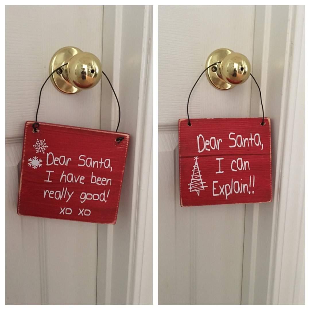 Adorable Rustic dear Santa Wooden Reversible Christmas Kid's Room Door ...