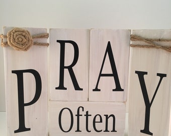 Set Of Wooden Religious PRAY Blocks Pray Often | Etsy