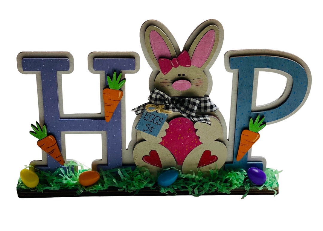 HOP - Easter Bunny - Decorative - Shelf Sitter - Stand up Decoration - Etsy