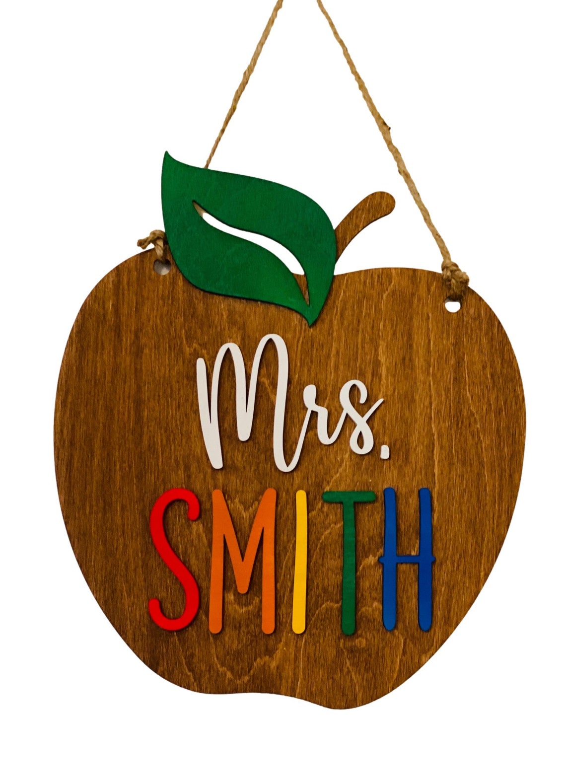 Teachers Room Personalized Wooden Apple Door Sign / | Etsy