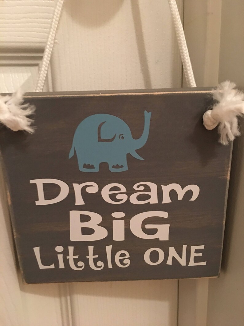 Adorable Rustic Gray Dream Big Little One With Elephant Wooden Door ...