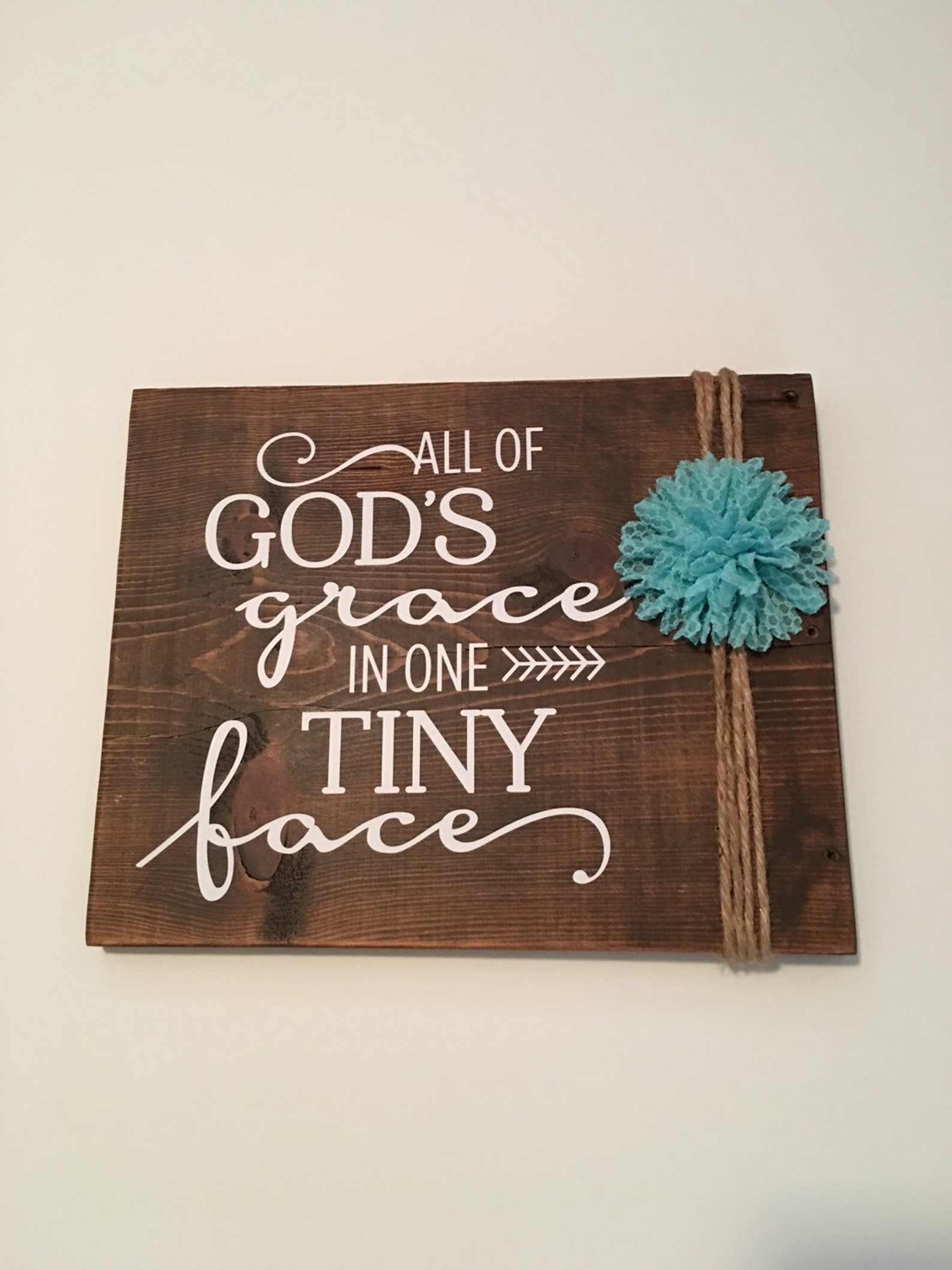 Rustic Nursery Wooden Sign "all of God's Grace in One Tiny Face" - Etsy