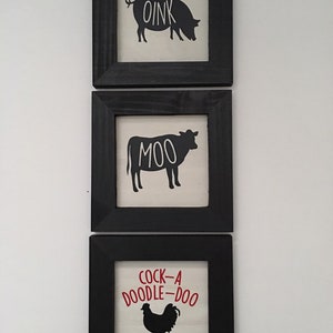 Farmhouse | Oink Pig | Moo Cow | Cock-a-doodle-doo Rooster | Wooden ...