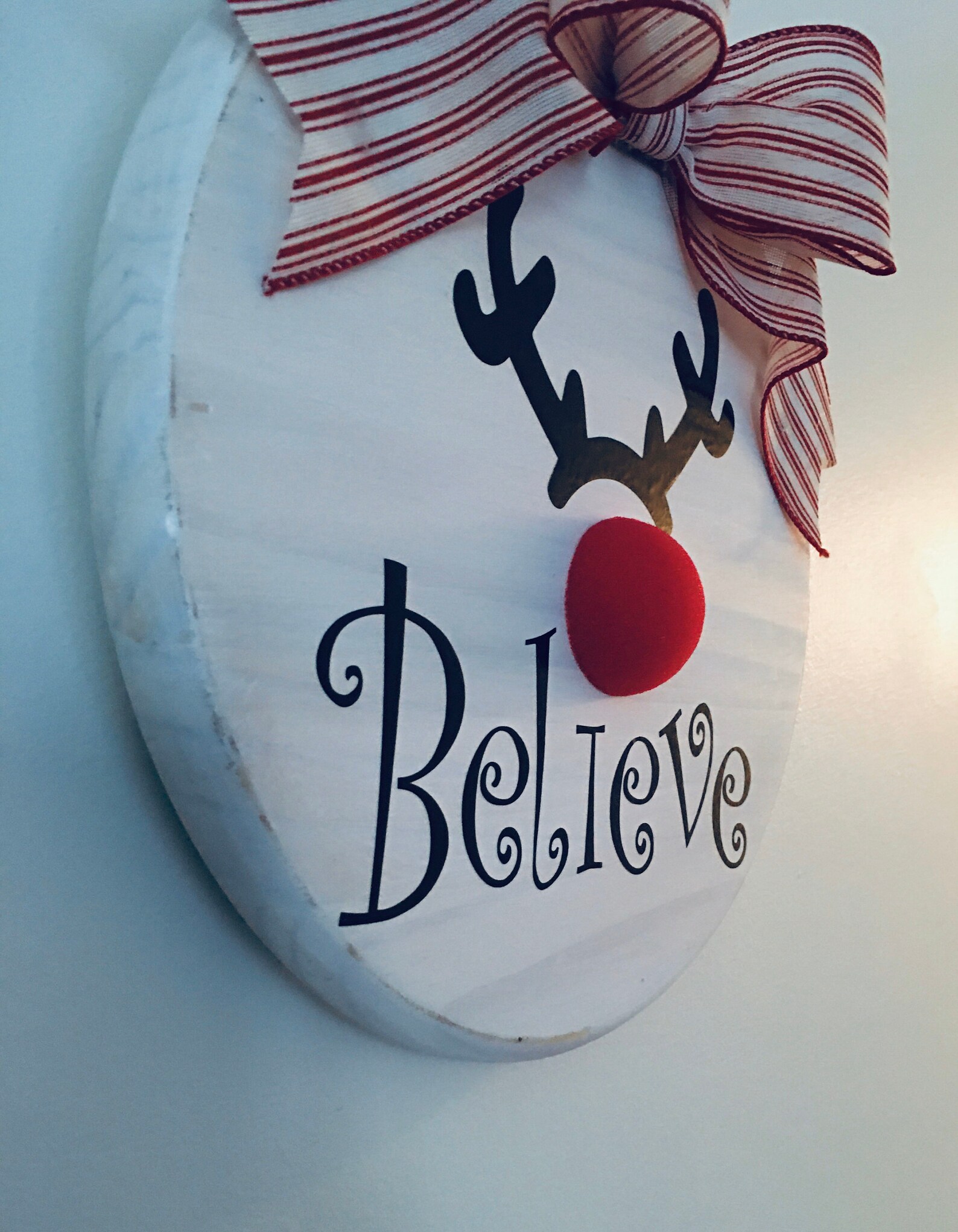12 Round White Wooden Rudolph Believe Christmas Door | Etsy