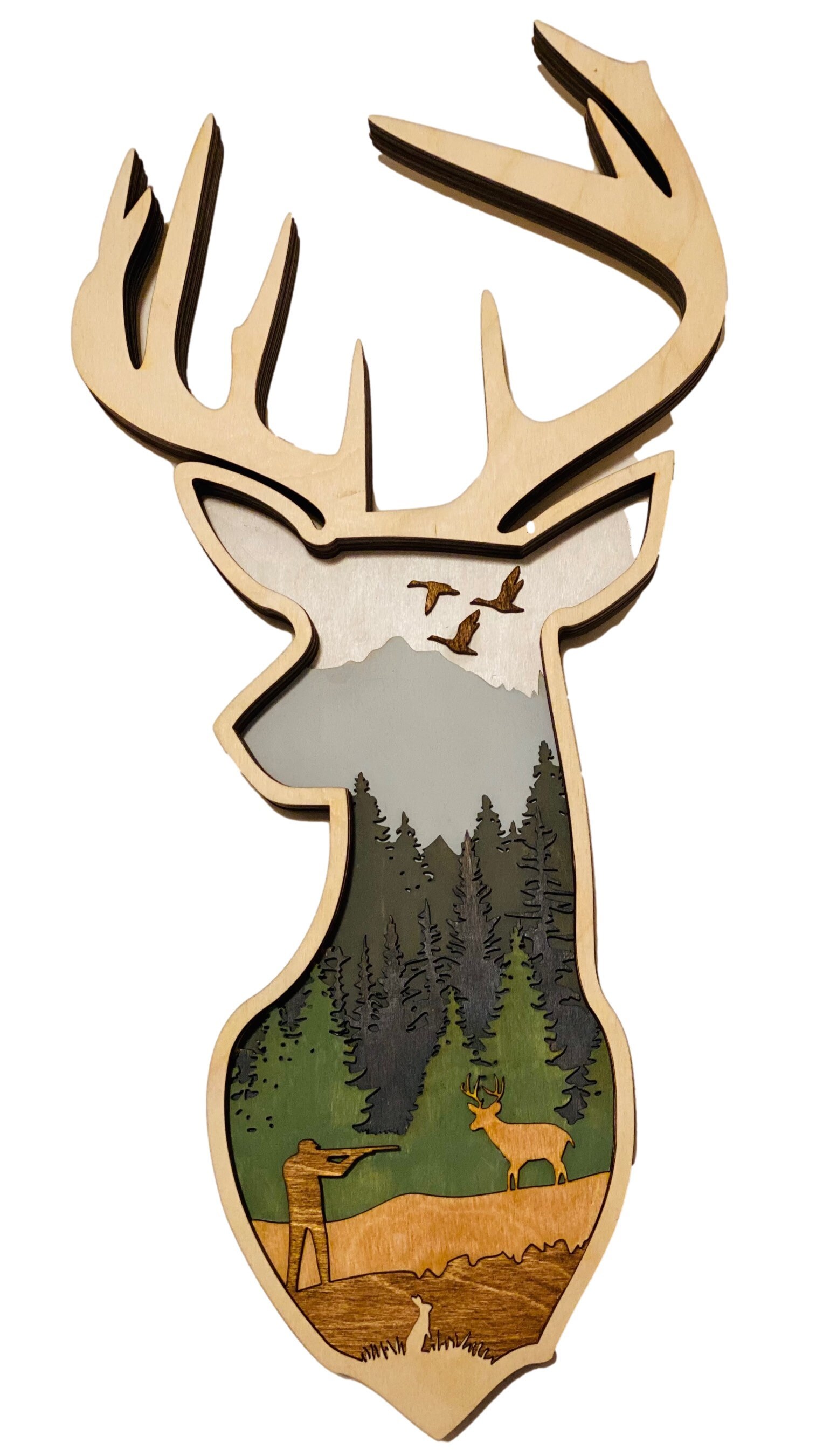 Deer Head Layered Wooden Door Sign / Wreath Fathers - Etsy Canada