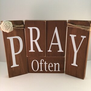 Set of Wooden Religious PRAY Blocks "pray Often" Home Decor - Etsy