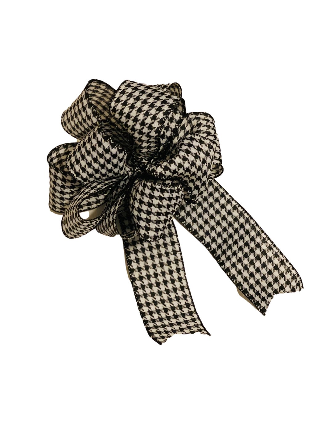 White / Black Houndstooth - Add on Bow for Wreaths or Signs - Puffy ...