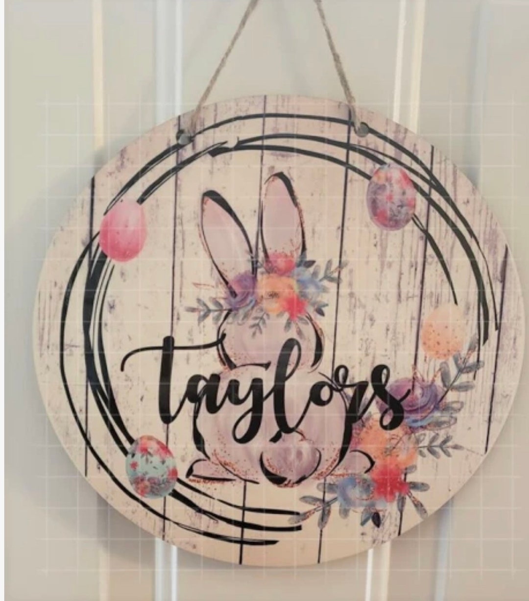 Personalized Easter Bunny - Spring - Floral - Door Wall Sign - Etsy