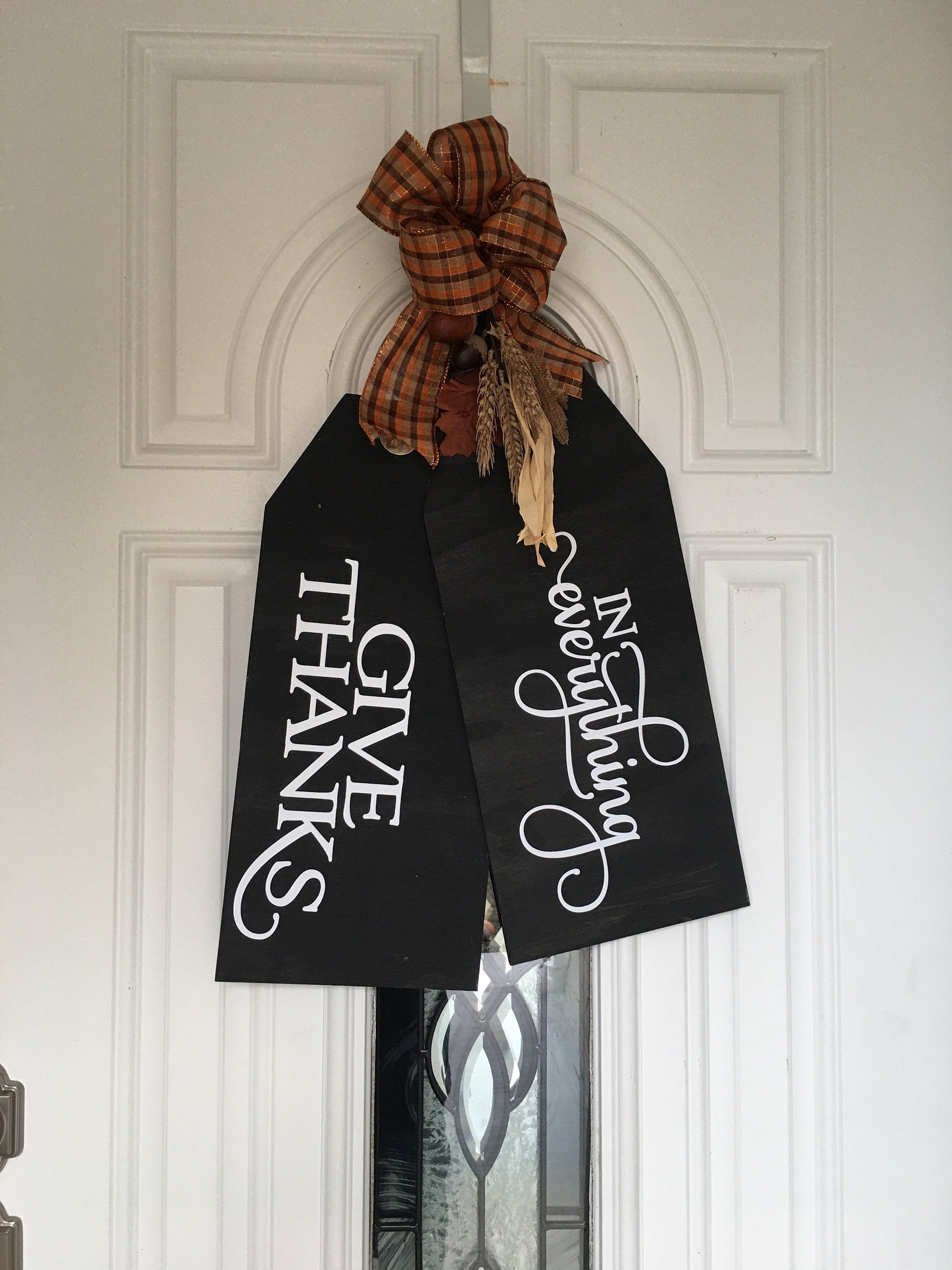 In Everything Give Thanks Fall Thanksgiving Wooden Door Tags / | Etsy