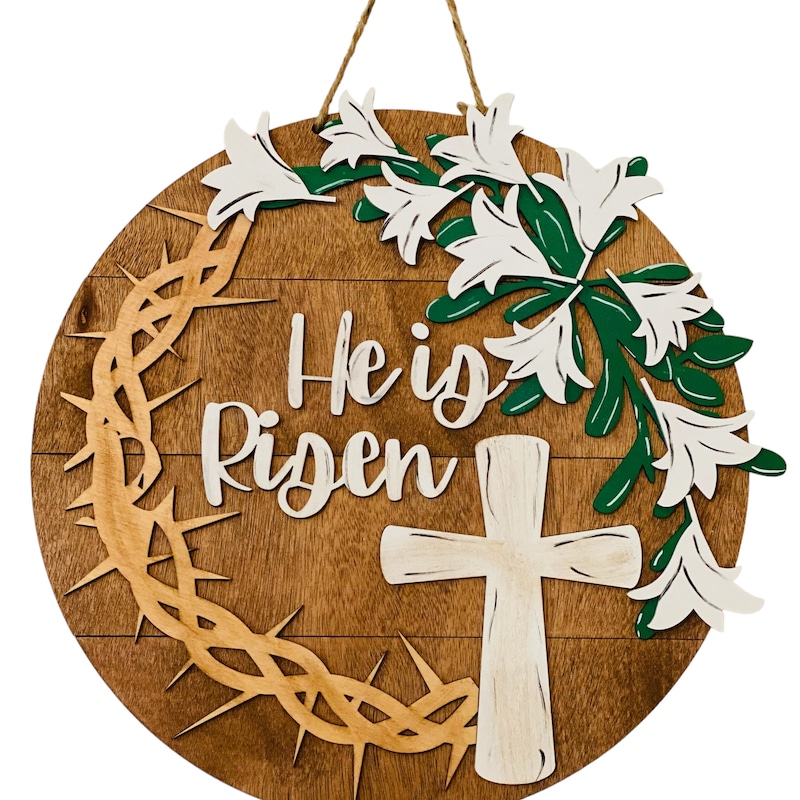 Brown He is Risen Wreath - Etsy