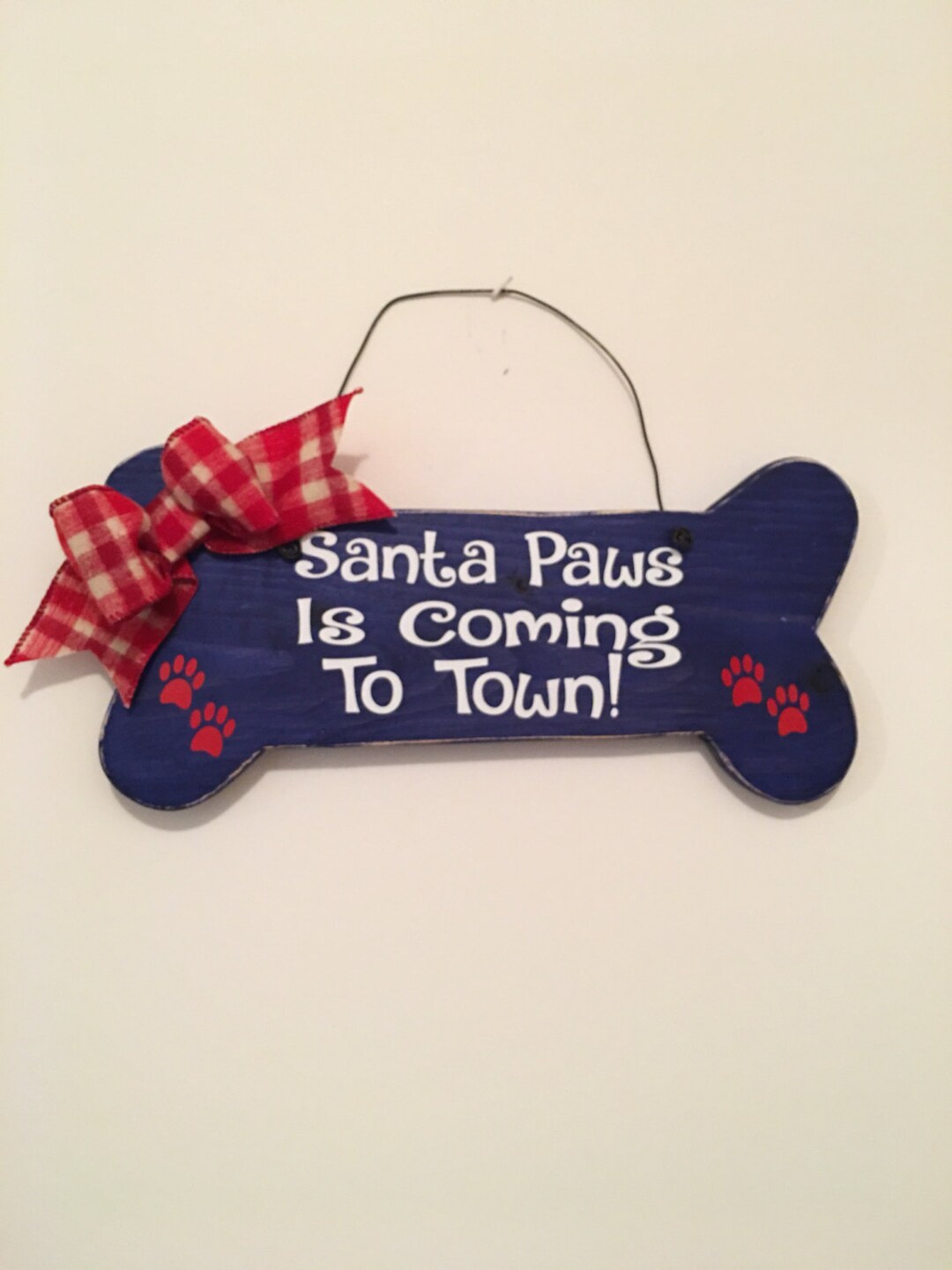 Santa Paws is Coming to Town Blue Bone Shaped Christmas / Dog ...