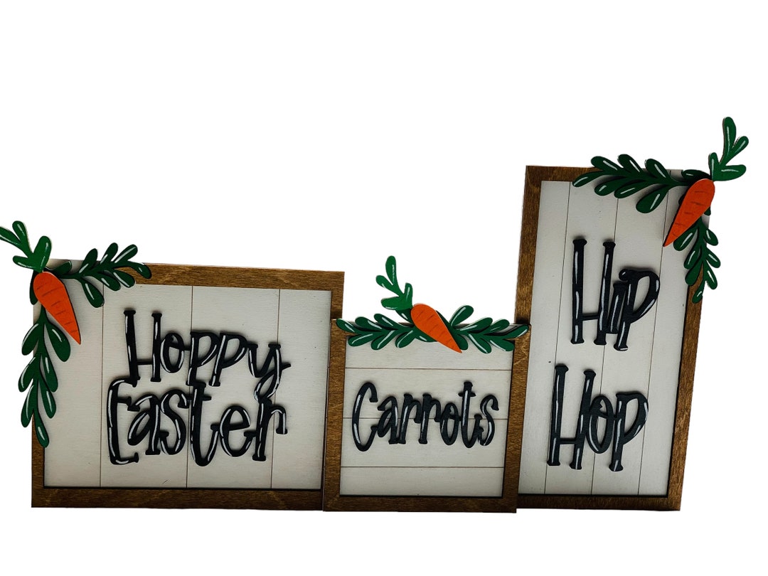 Hoppy Easter | Decorative 3 Signs | Shelf Sitter | Spring Decor ...
