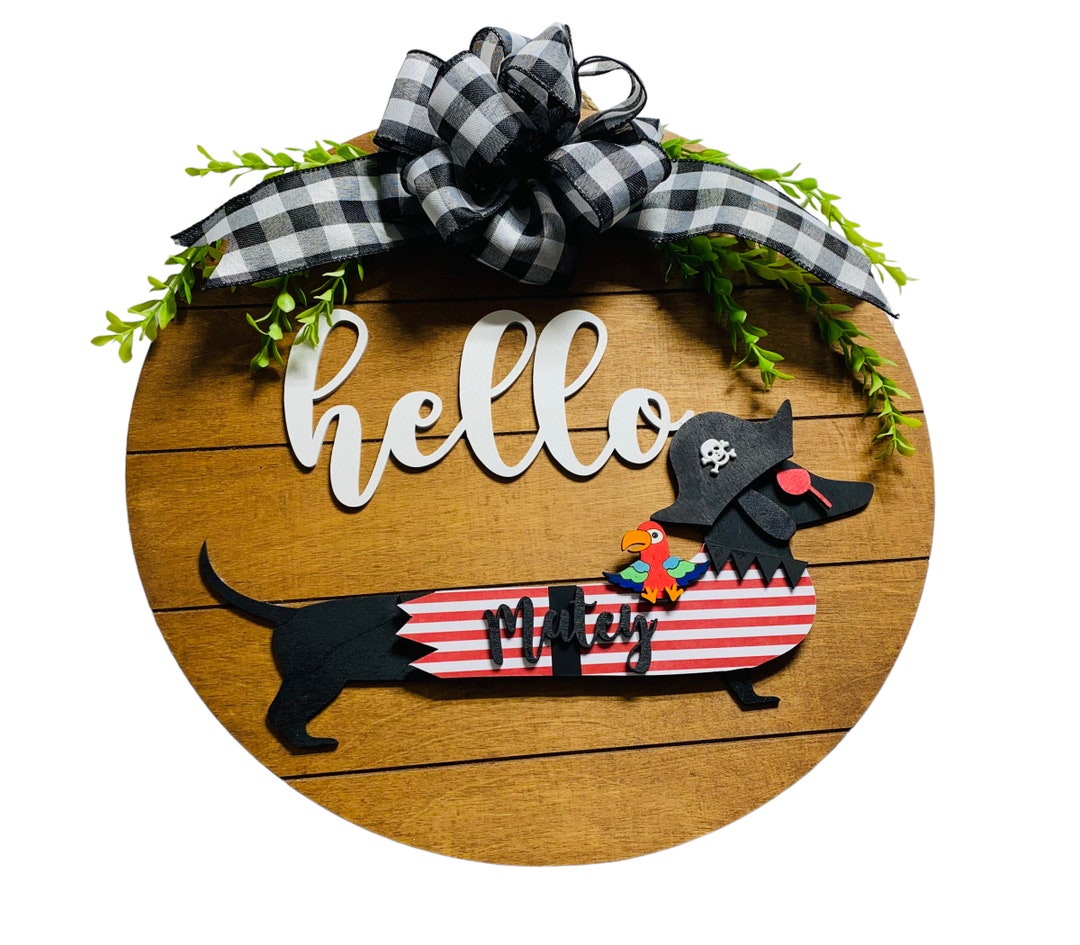 Add on Outfit for Dachshund Doxie Pirate Weiner Dog Large Round Wooden ...