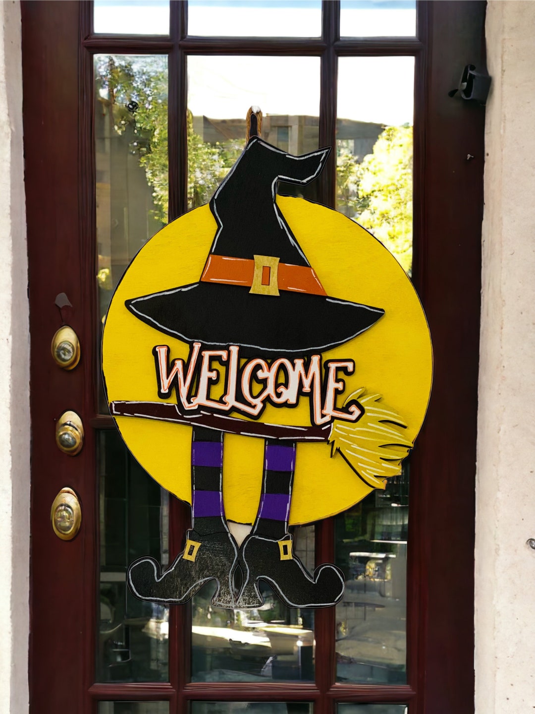 Welcome - Witch - Wooden Halloween - Door Sign / Wreath - Etsy