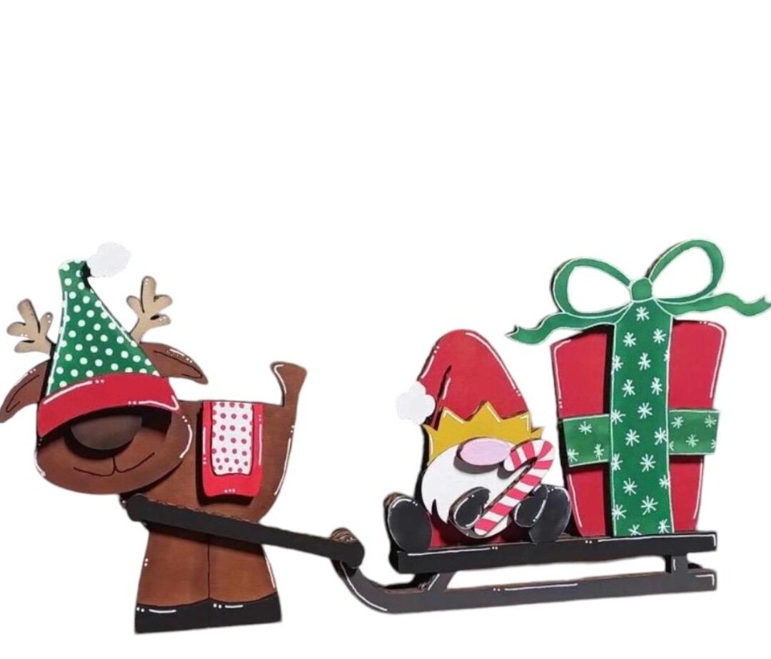 Elf on Sled | Reindeer | Decorative | Shelf Sitter - Etsy