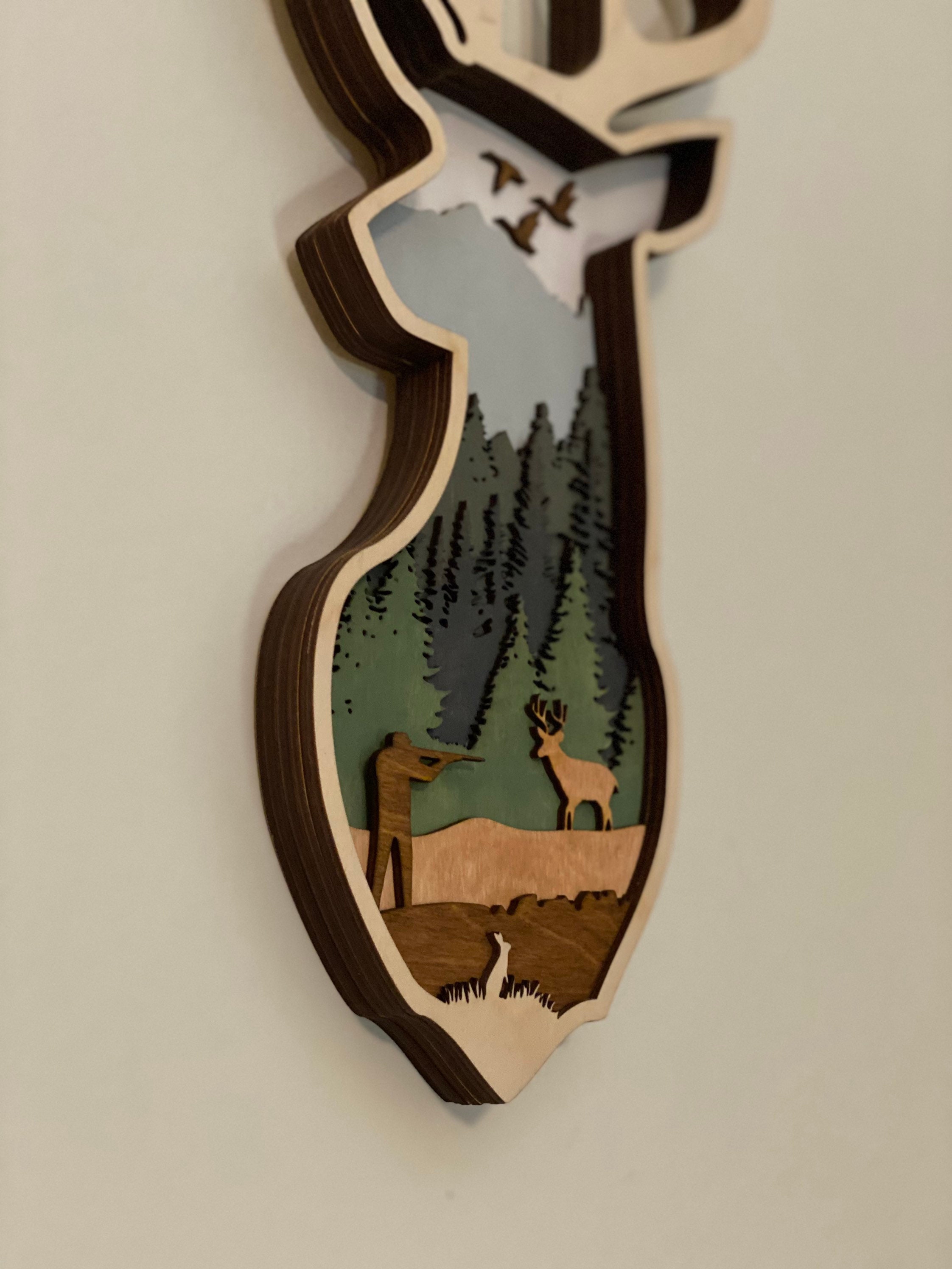 Deer Head Layered Wooden Door Sign / Wreath Fathers - Etsy Canada