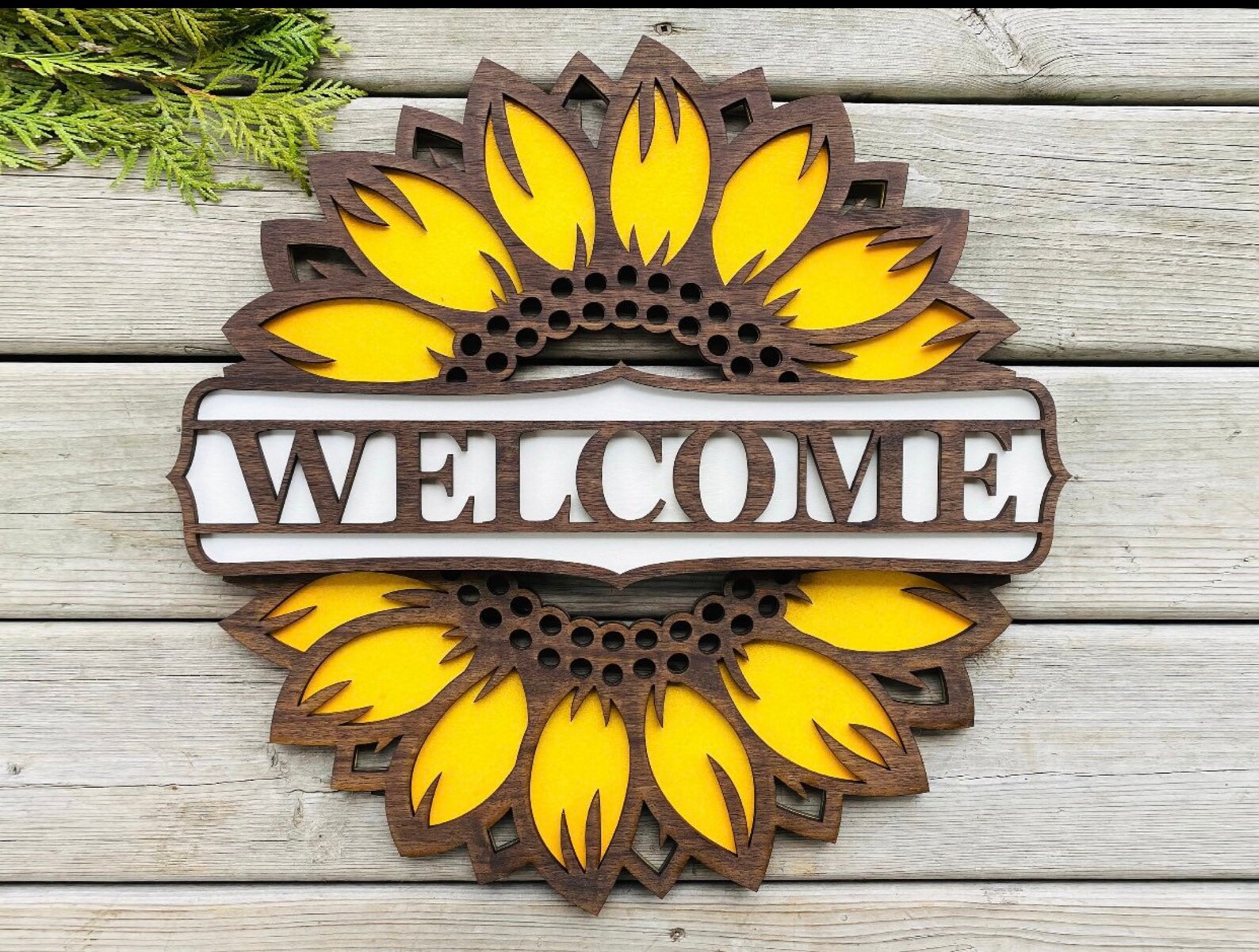 Sunflower Layered Wooden Welcome Summer Fall Door Sign / - Etsy