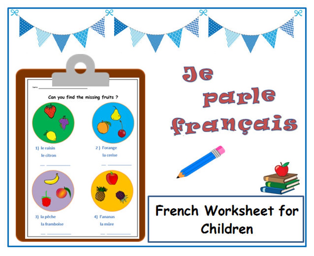 FRENCH LEARNING Actvity School PRINTABLE / Learn Names of Fruits With ...