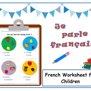 FRENCH LEARNING Actvity School PRINTABLE / Learn Names of Fruits With ...