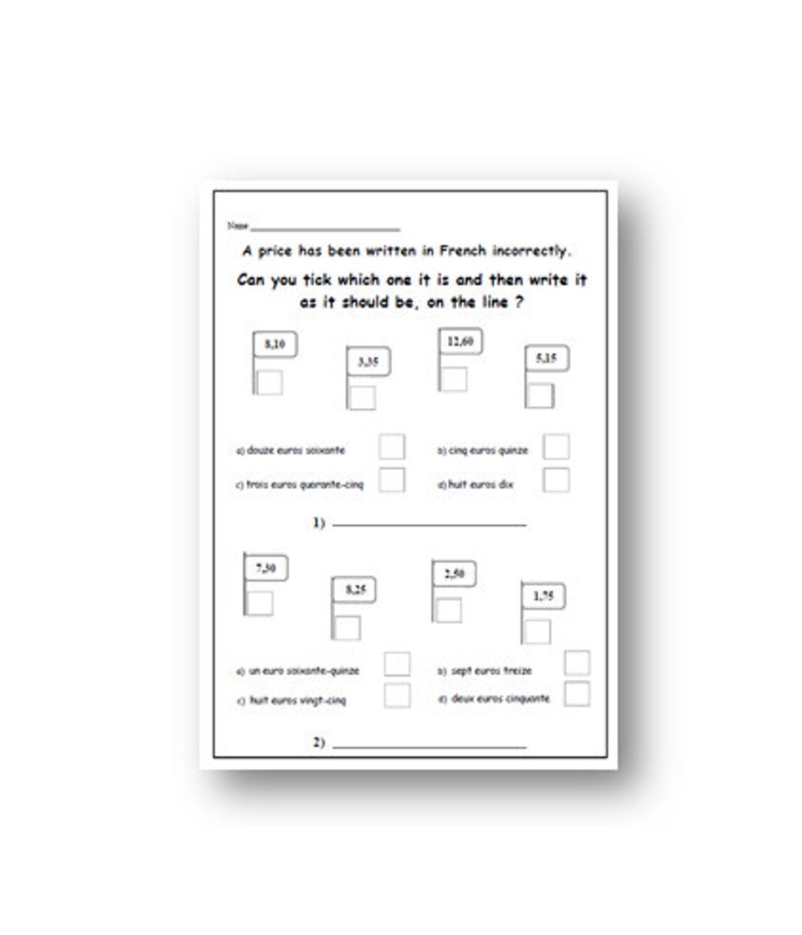 FRENCH LEARNING Numbers Worksheet KIDS Activities Printables / Numeracy ...