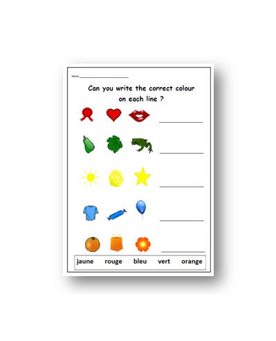 FRENCH EDUCATIONAL WORKSHEET to Learn Colours / Kids Worksheet / French ...