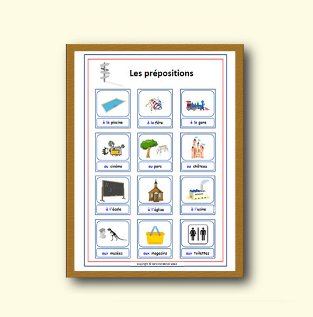 FRENCH Prepositions CLASSROOM POSTER / Teachers Poster / School ...