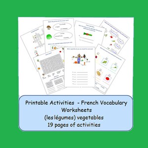 VEGETABLES FRENCH PRINTABLE Activities / Food Kids Worksheets ...