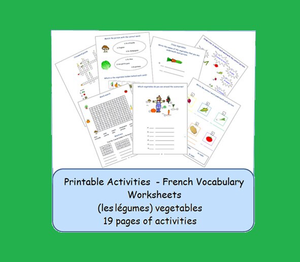 VEGETABLES FRENCH PRINTABLE Activities / Food Kids Worksheets ...