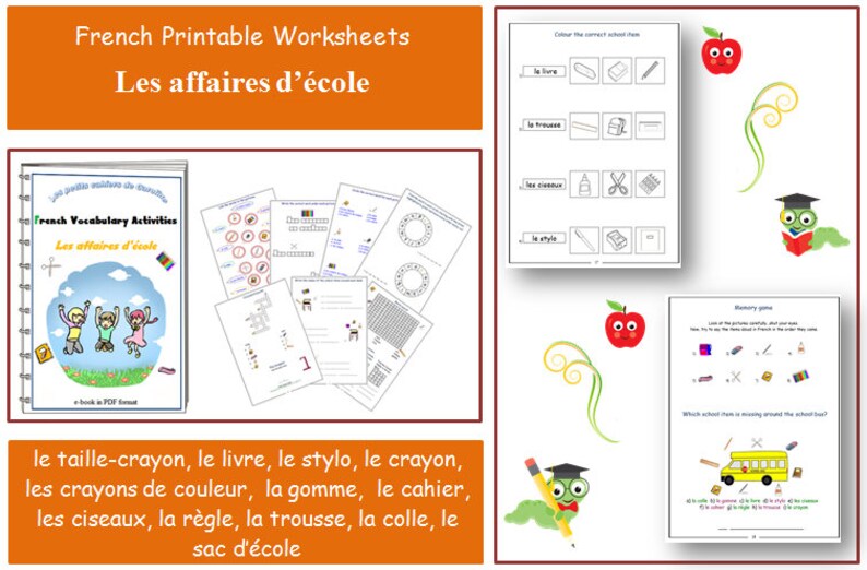 FRENCH LEARNING School Items Words With French Teacher School ...
