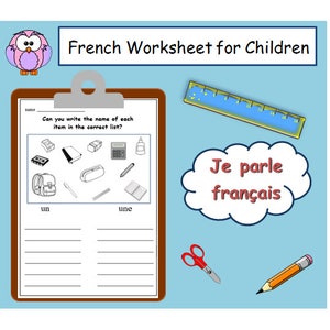 FRENCH Writing Language Printable / French Classroom Kids Activity ...