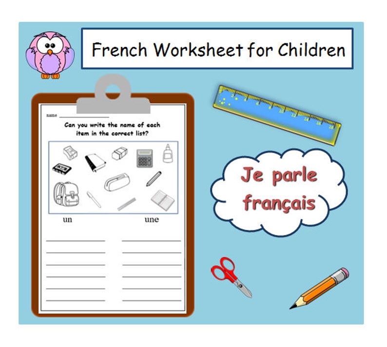 FRENCH Writing Language Printable / French Classroom Kids Activity ...