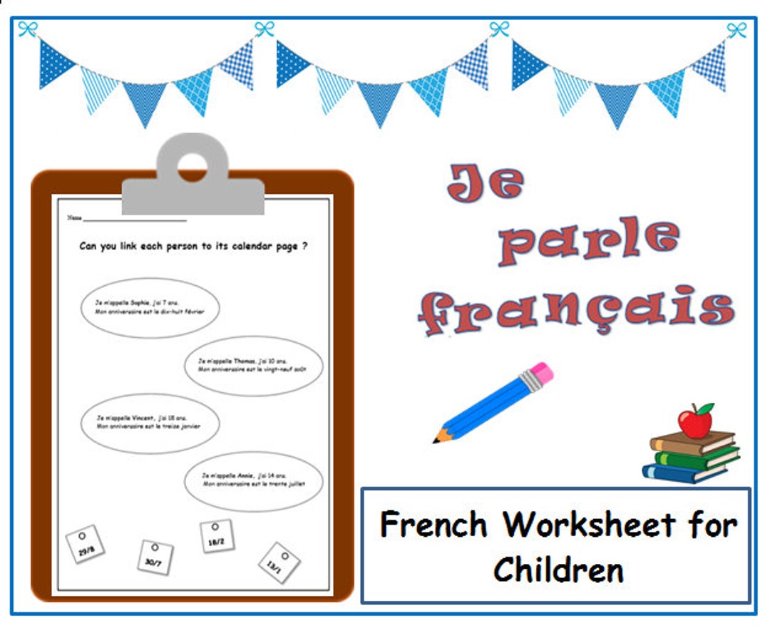SCHOOL WORKSHEET to Learn Birthday Dates in FRENCH / Activity School ...