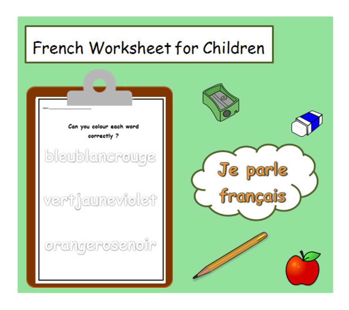 FRENCH LEARNING COLOURING Printable / French for Kids Language Learning ...