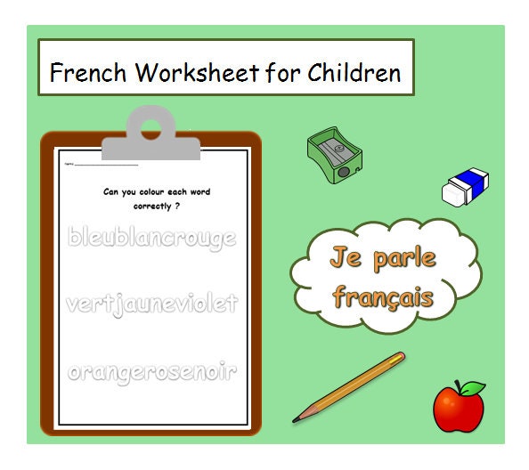 FRENCH LEARNING COLOURING Printable / French for Kids Language Learning ...