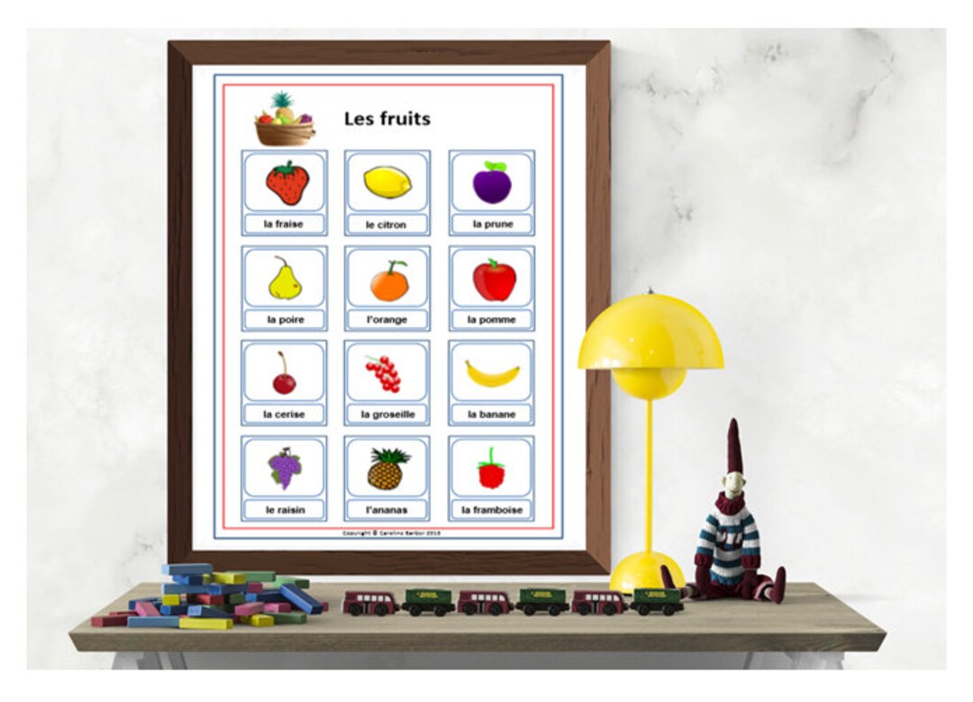 FRENCH KIDS LEARNING Fruit Words School Poster/language Teacher ...